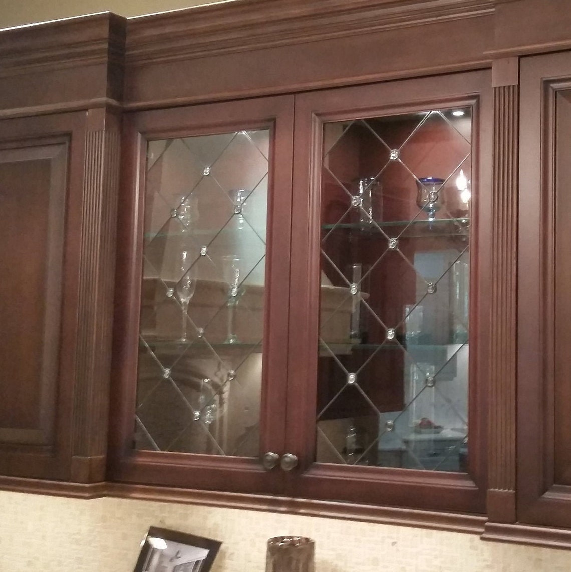 Unique Custom Made Kitchen Cabinet Glass Inserts Savannah - Etsy