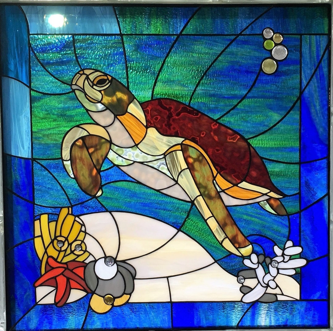 Custom Stained Glass Turtle Panel - Etsy