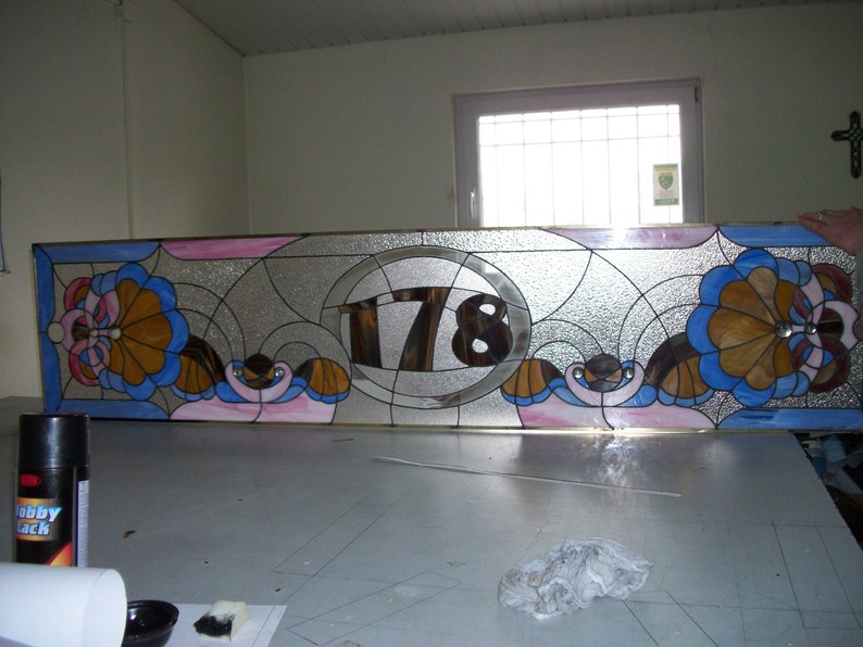 Custom Handcrafted Stained Glass Transom Window With a House Number - Etsy