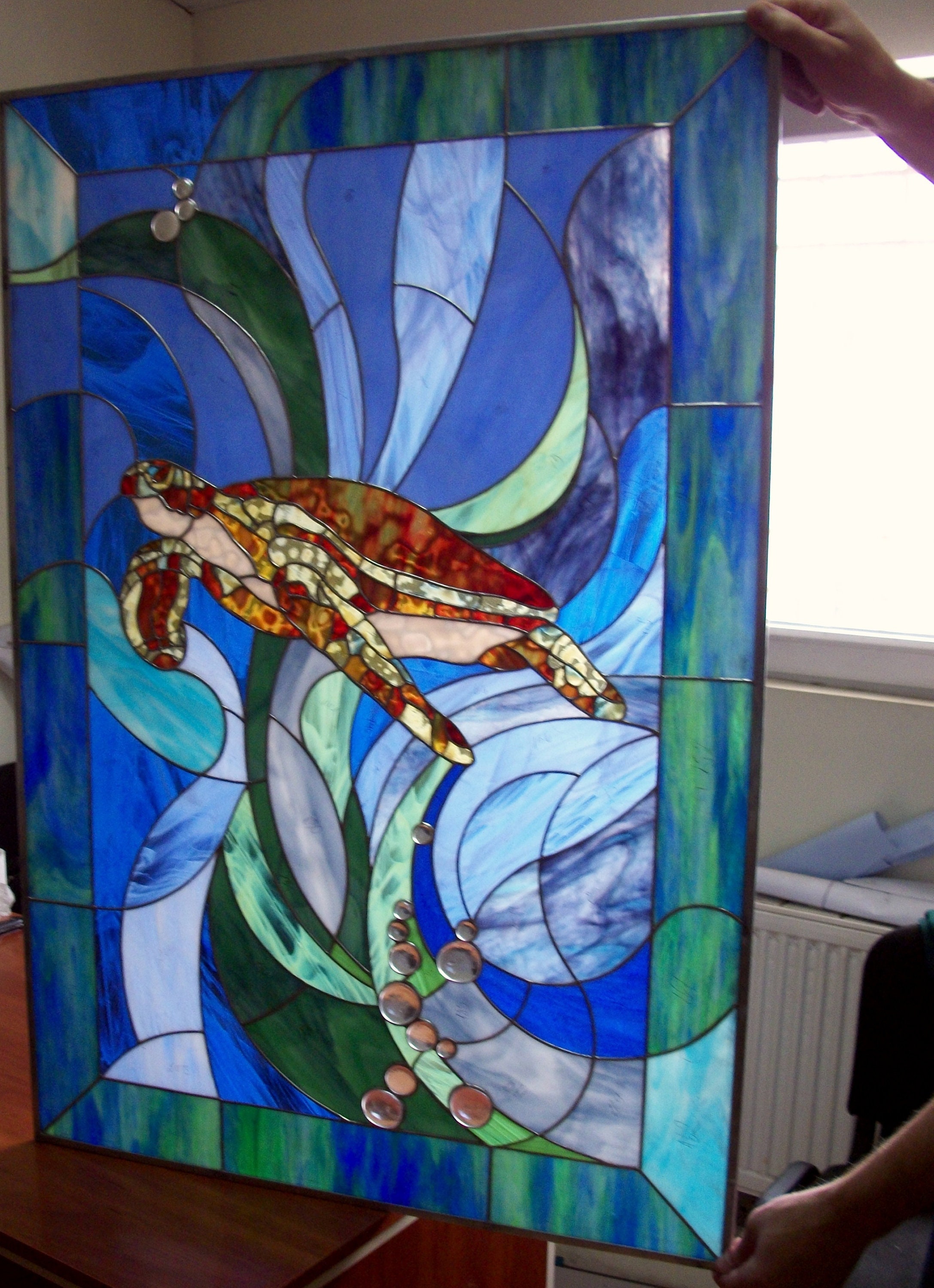 Custom Stained Glass Turtle Panel - Etsy