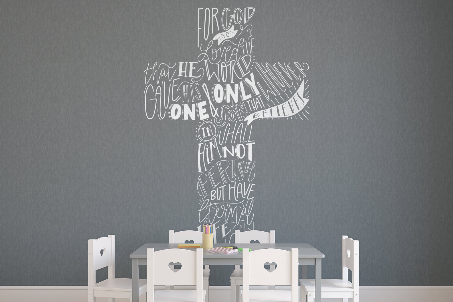 Sunday School Wall Decal for God so Loved the World John | Etsy