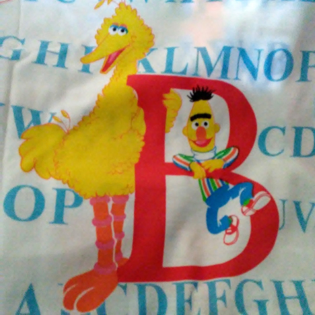 Vintage Sesame Street Twin Flat Sheet: Elmo, Big Bird, Cookie Monster ...
