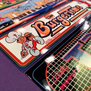 4 Pc MINI Arcade Waterproof Marquee Stickers Centipede Tron Burgertime ...