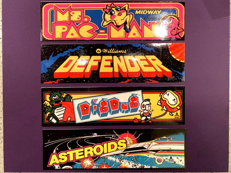 4 PC MINI Arcade Marquee Stickers Ms. Pac-Man Dig Dug | Etsy