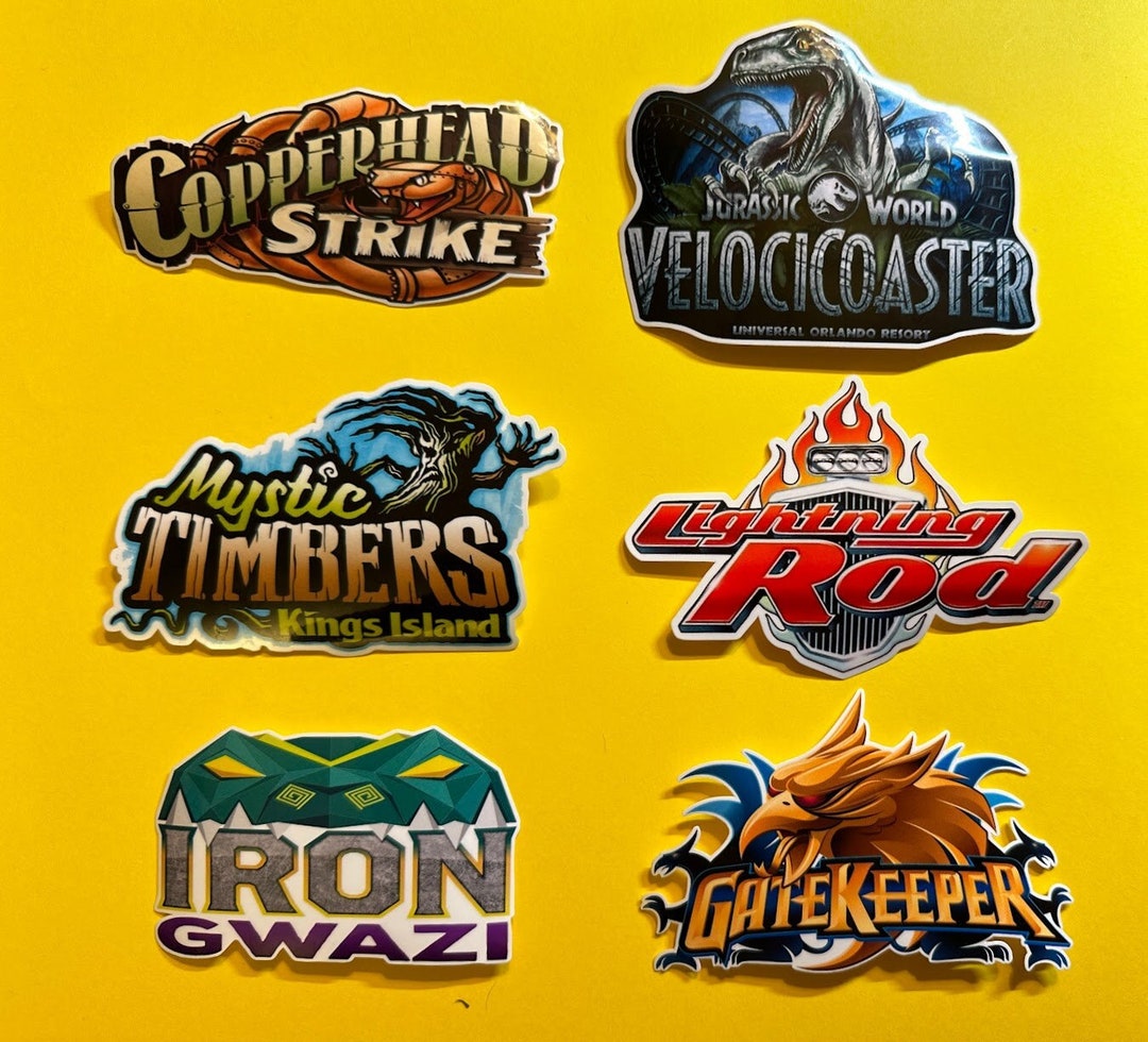 6 Piece Die-cut Roller Coaster Logo Sticker Set Matte or Glossy - Etsy