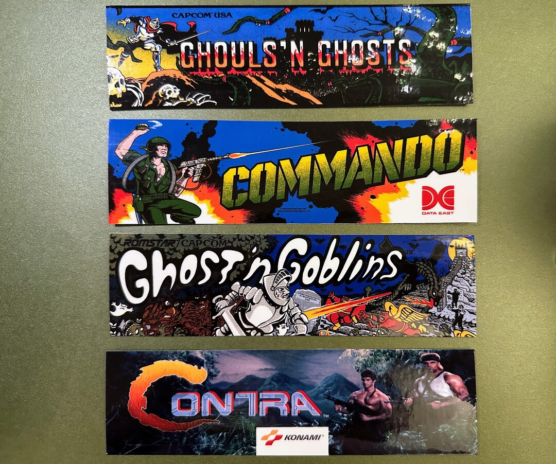 4 Pc MINI Arcade Marquee Stickers Contra Ghouls N Ghosts N Goblins ...