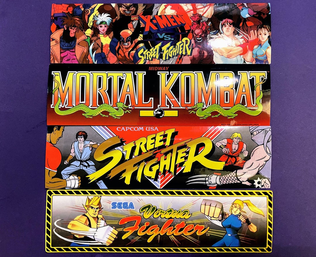 4 MINI Arcade Marquee Waterproof Stickers Coin-op Fighter Classics 80's ...