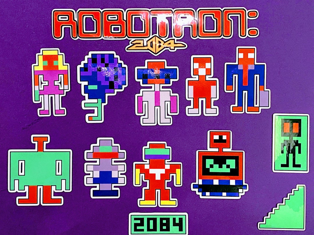 13 Pc Robotron 2084 Arcade Die-cut Laminated Sticker Retro Sprite Set ...