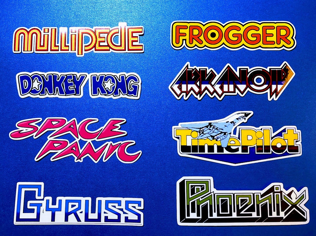 8 Pc 80's Arcade Retro Logo Die Cut Laminated Sticker Set 7 Coin-op ...