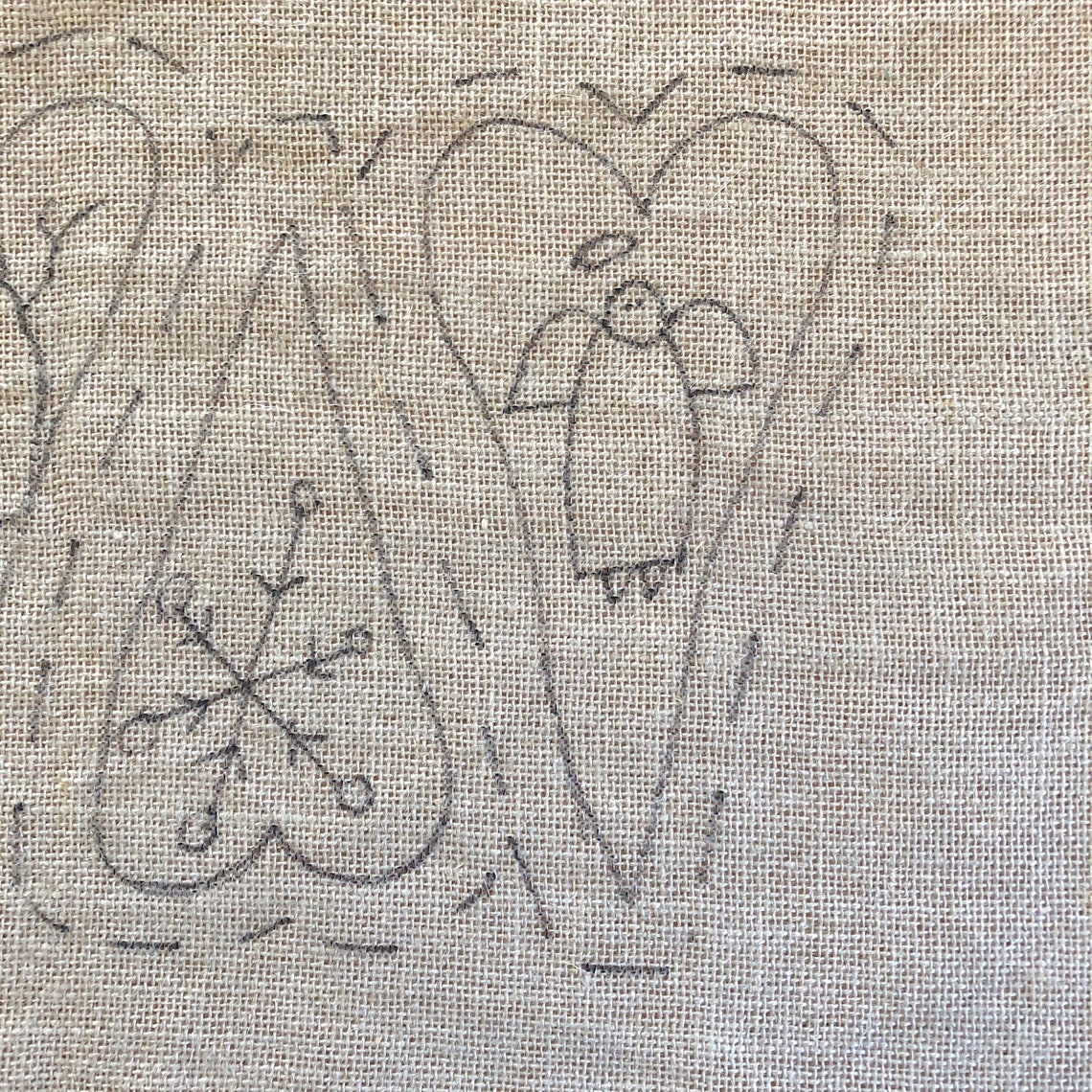 Primitive Christmas Pattern for Runner or Ornaments on Linen - Etsy