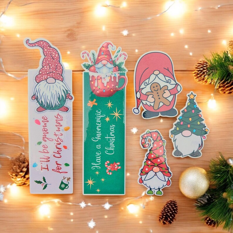Christmas Gnome Bookmark Set Stocking Stuffer Gift Ideas Large and Mini ...