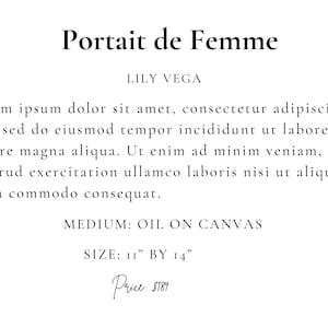 Editable Museum Art Information Card Template Digital Download for ...