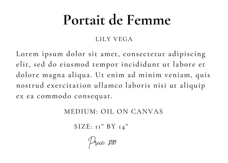 Editable Museum Art Information Card Template Digital Download for ...