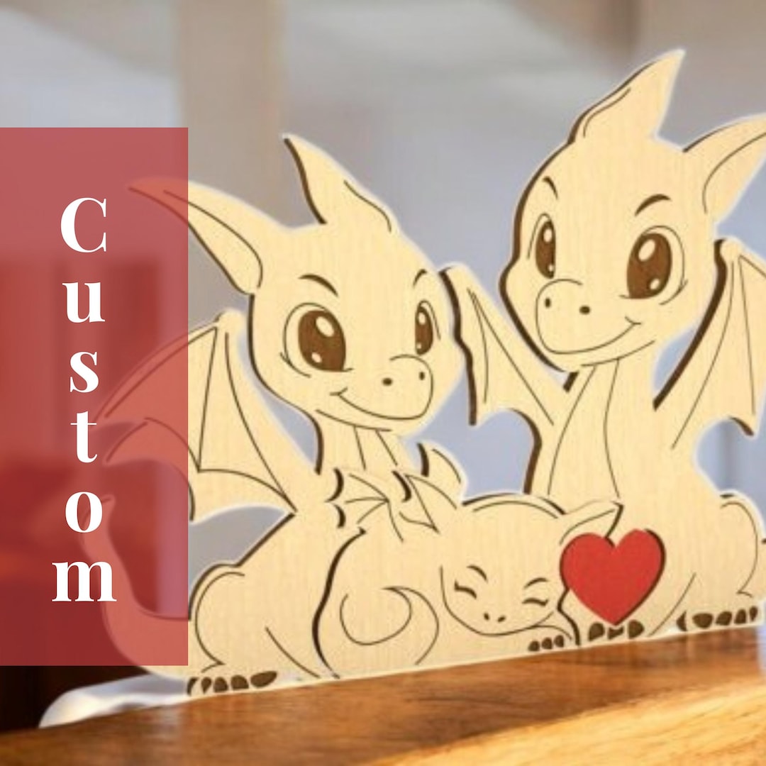 Personalized Wooden Dragon Family Sign Custom Fantasy Home Decor Family ...
