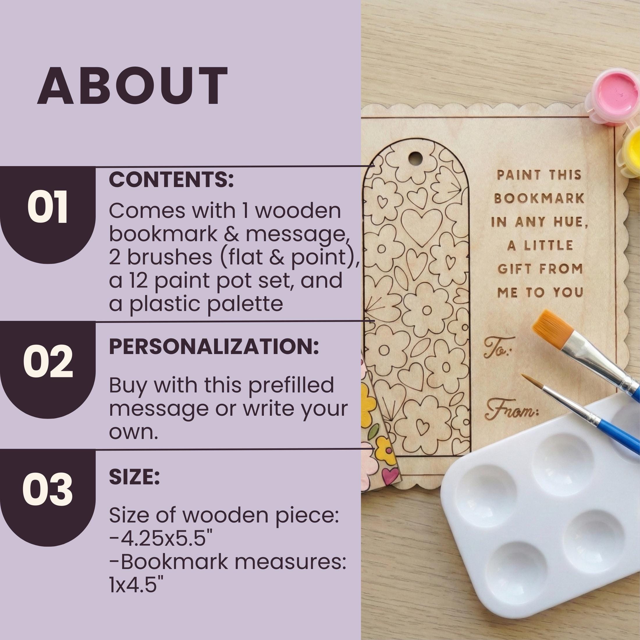 Wooden Bookmark Kit Painting Set Craft Activity Book Lover Creative ...