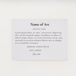 Editable Museum Art Information Card Template Digital Download for ...