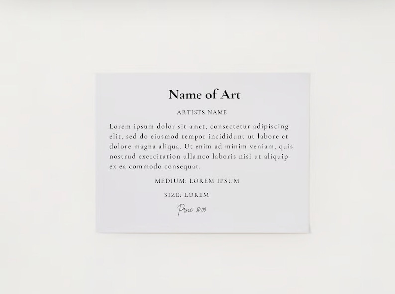 Editable Museum Art Information Card Template Digital Download for ...