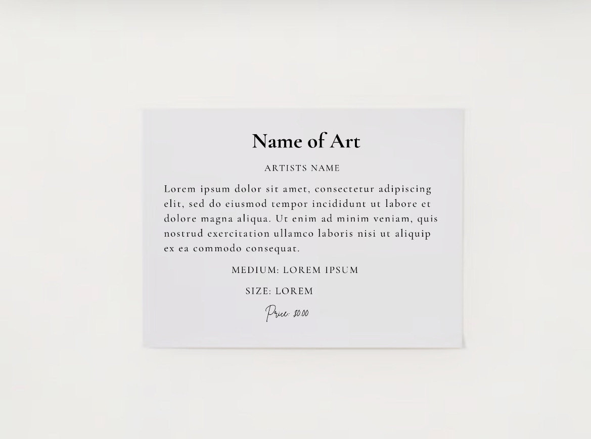 Editable Museum Art Information Card Template Digital Download for ...