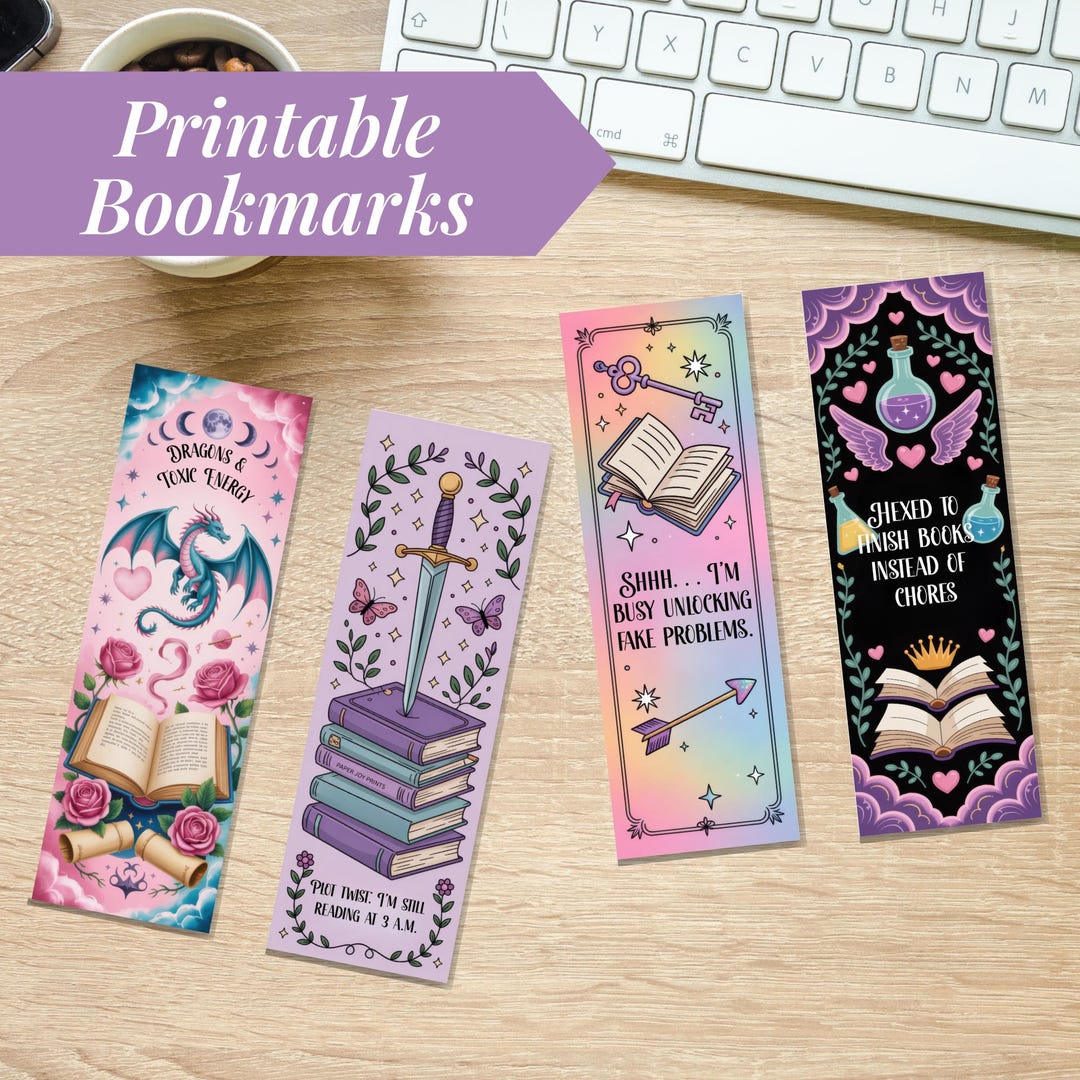 Printable Fantasy Bookmarks Funny Dragon & Magic Potion Book Lover ...