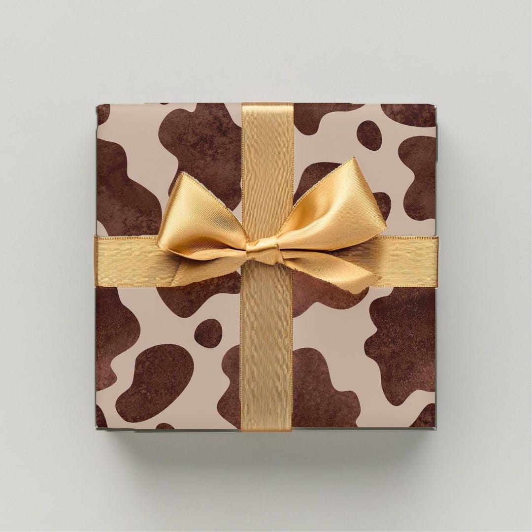 Brown Cow Print Wrapping Paper Western Gift Wrap Rustic Farmhouse ...