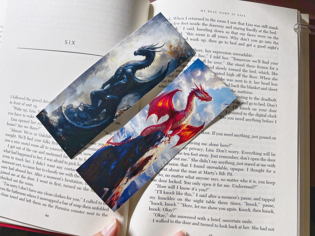 Fantasy Dragon Bookmarks for Readers Black and Red Dragon Bookmarks ...