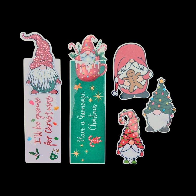 Christmas Gnome Bookmark Set Stocking Stuffer Gift Ideas Large and Mini ...