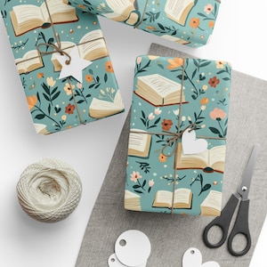 Floral Book Lover Wrapping Paper Vintage Inspired Gift Wrap Floral ...