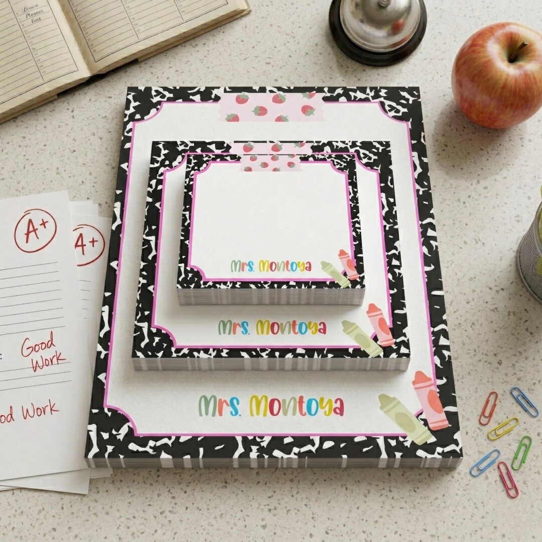 Personalized Teacher Sticky Notes Custom Name Post It Notes Cute School ...