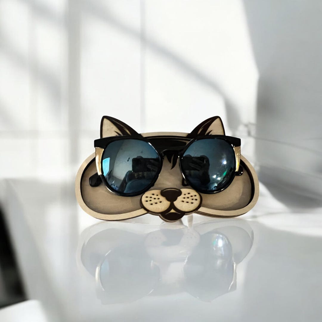 Cute Cat Shaped Wood Glasses Tray Handmade Eyewear Holder for Home ...