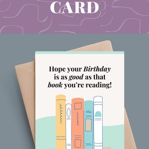 Bookish Birthday Card Literary Birthday Card Book Lover Greeting Card ...