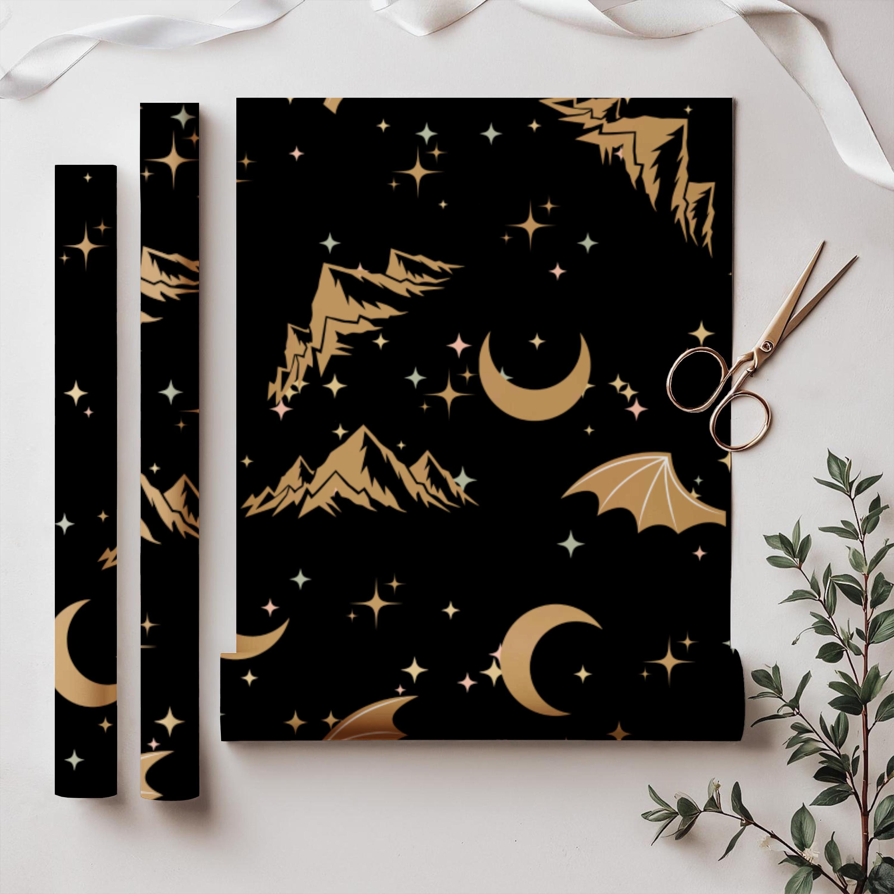 ACOTAR Themed Night Court Wrapping Paper Design Wing Pattern Star Theme ...