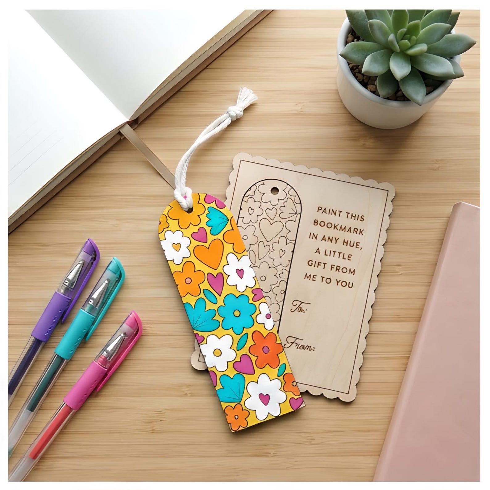 Wooden Bookmark Kit Painting Set Craft Activity Book Lover Creative ...