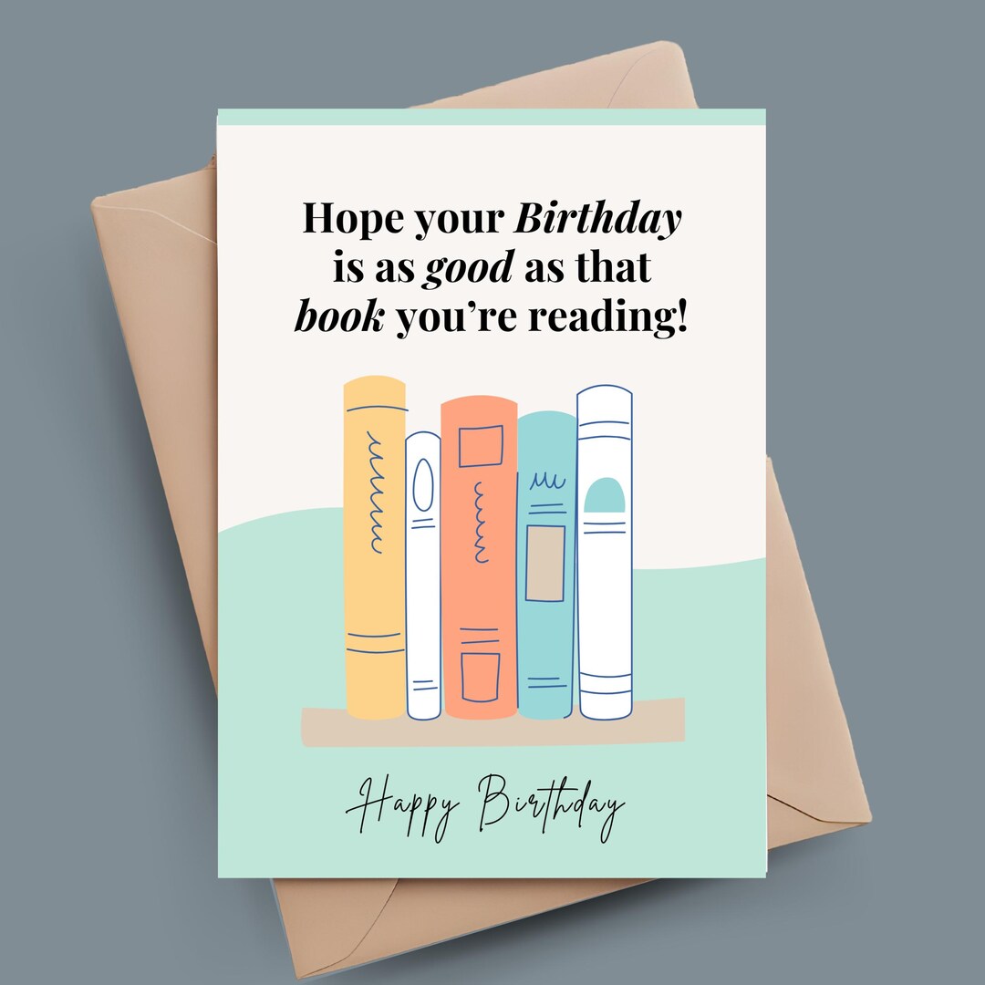 Bookish Birthday Card Literary Birthday Card Book Lover Greeting Card ...