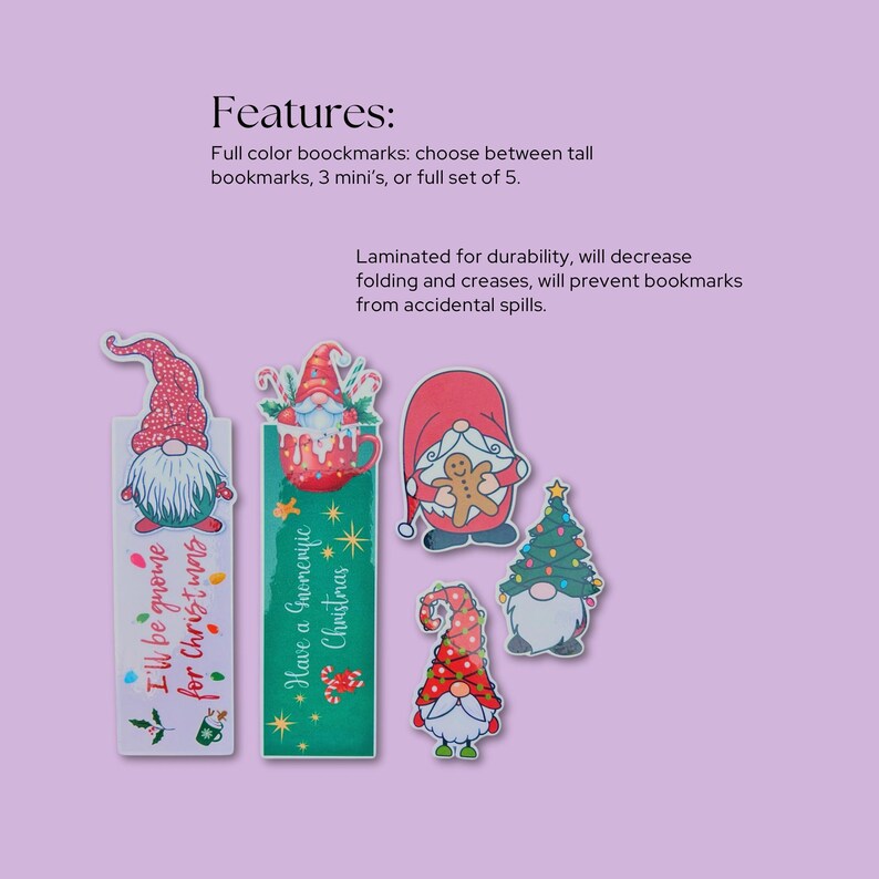 Christmas Gnome Bookmark Set Stocking Stuffer Gift Ideas Large and Mini ...
