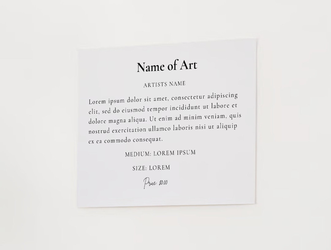 Editable Museum Art Information Card Template Digital Download for ...