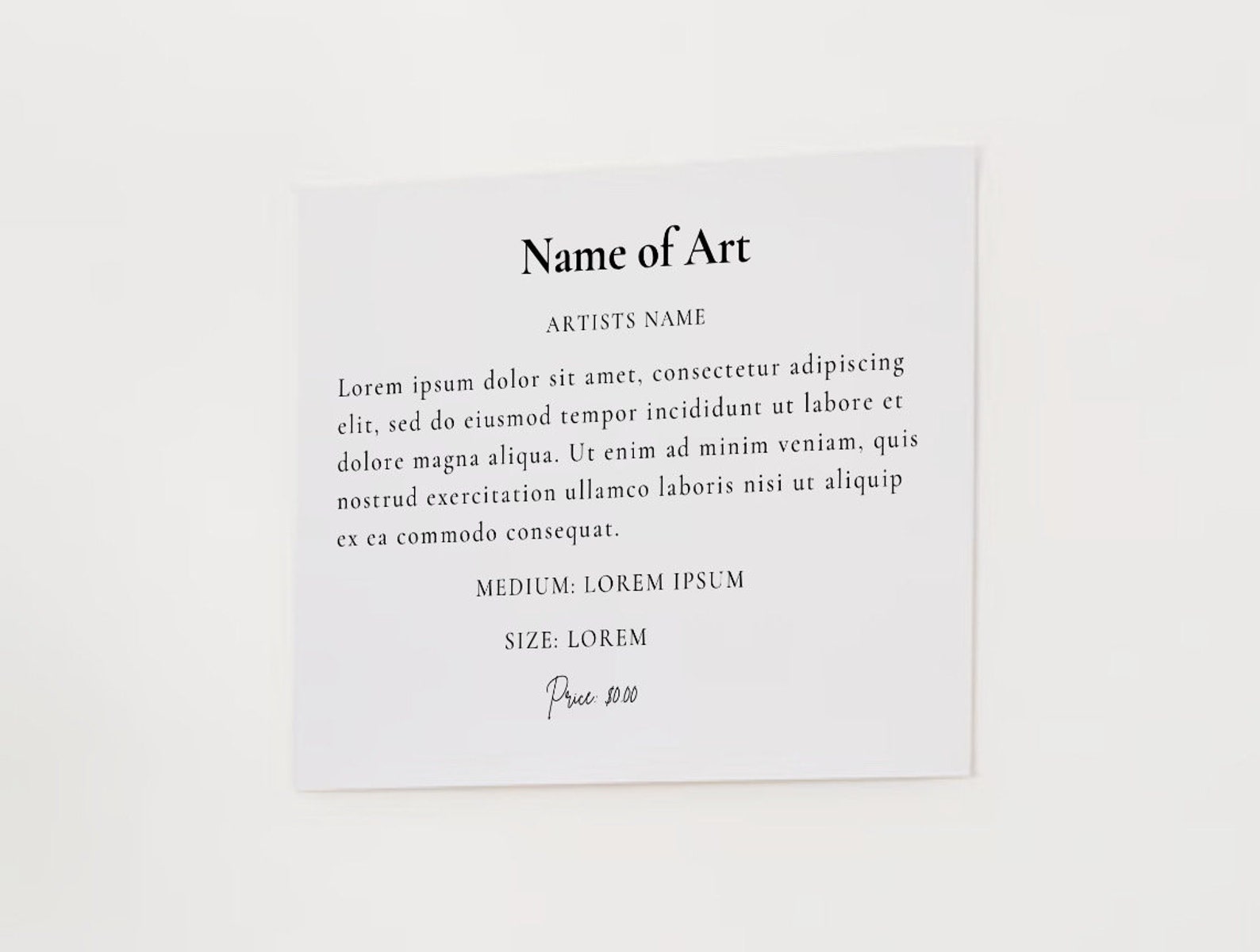 Editable Museum Art Information Card Template Digital Download for ...