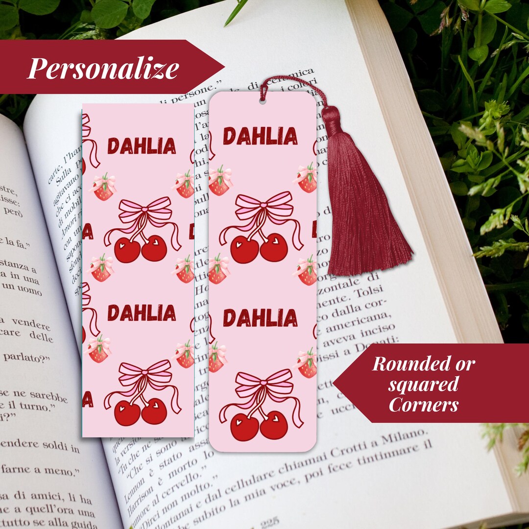 Personalized Bookmark Custom Name Book Accessory Cherry and Strawberry ...
