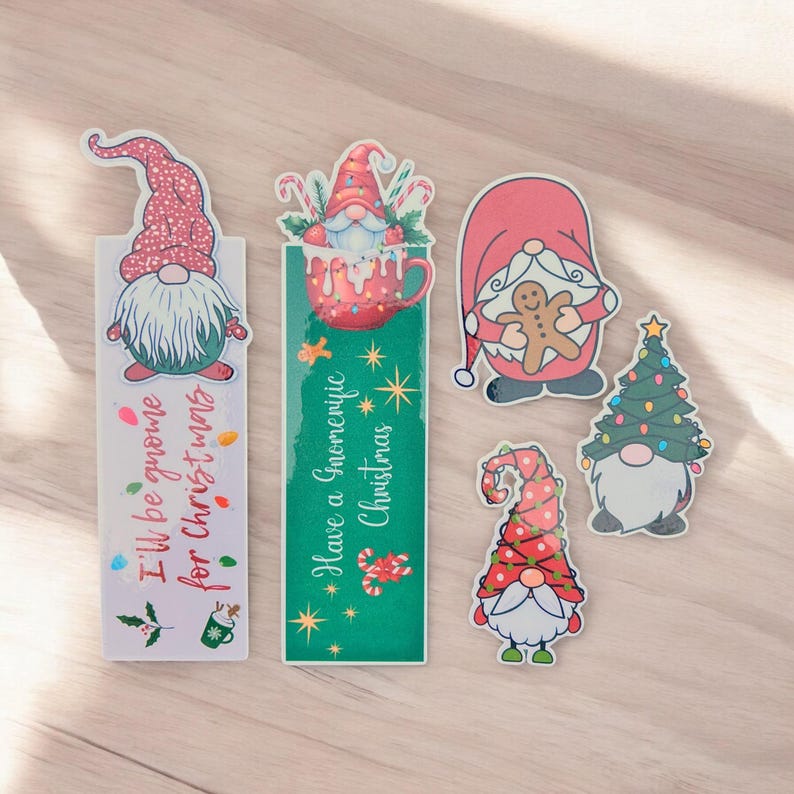 Christmas Gnome Bookmark Set Stocking Stuffer Gift Ideas Large and Mini ...