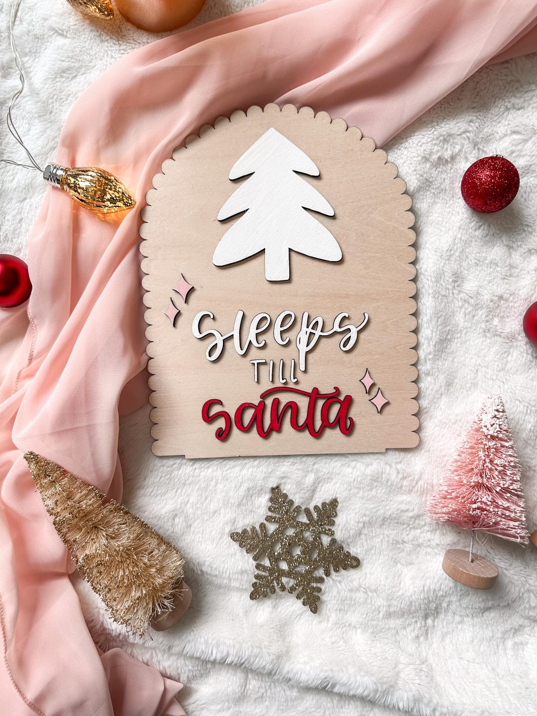 Sleeps Till Santa Countdown Sign - Etsy