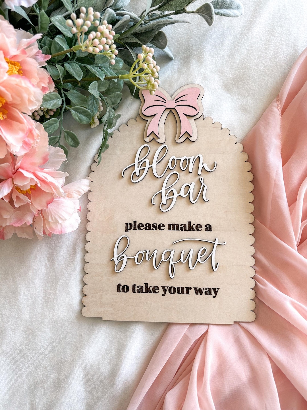 Bloom Bar Sign, Make Your Own Bouquet Sign, Wooden Bloom Bar Sign, Bow ...