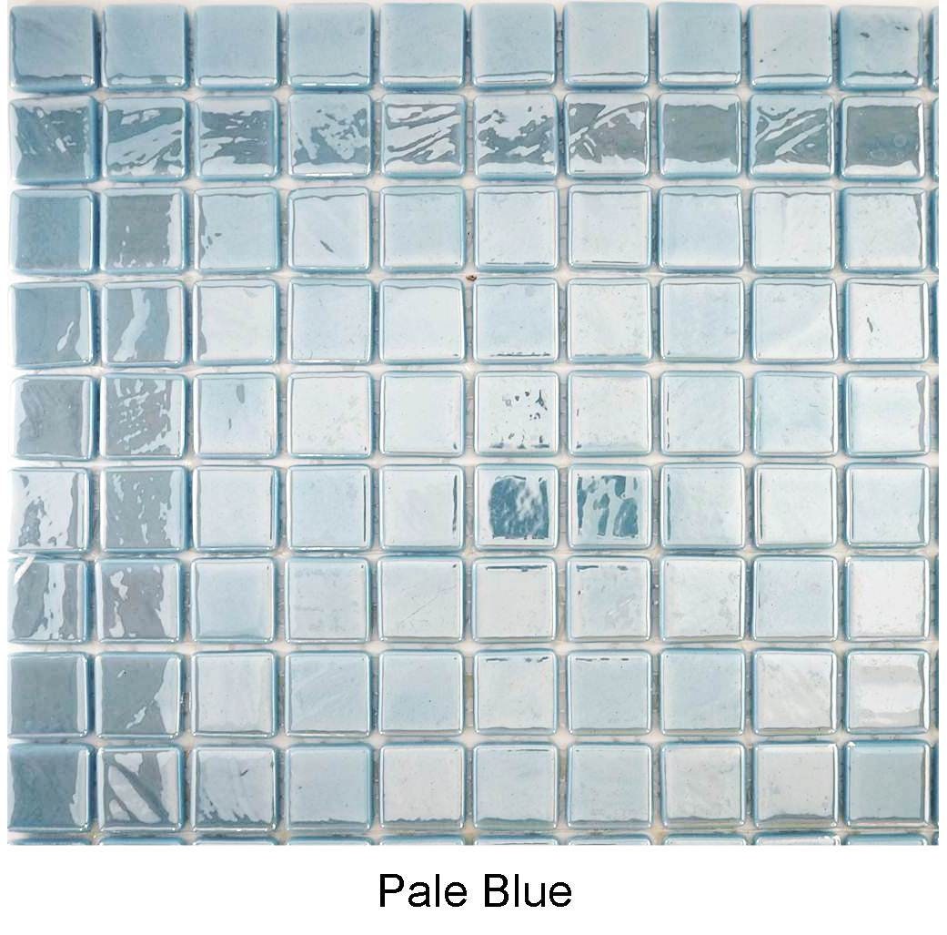 Iridescent Glass Mosaic Tiles, 25x25 Mm 1 Inch, Opalescent, Pale Blue ...