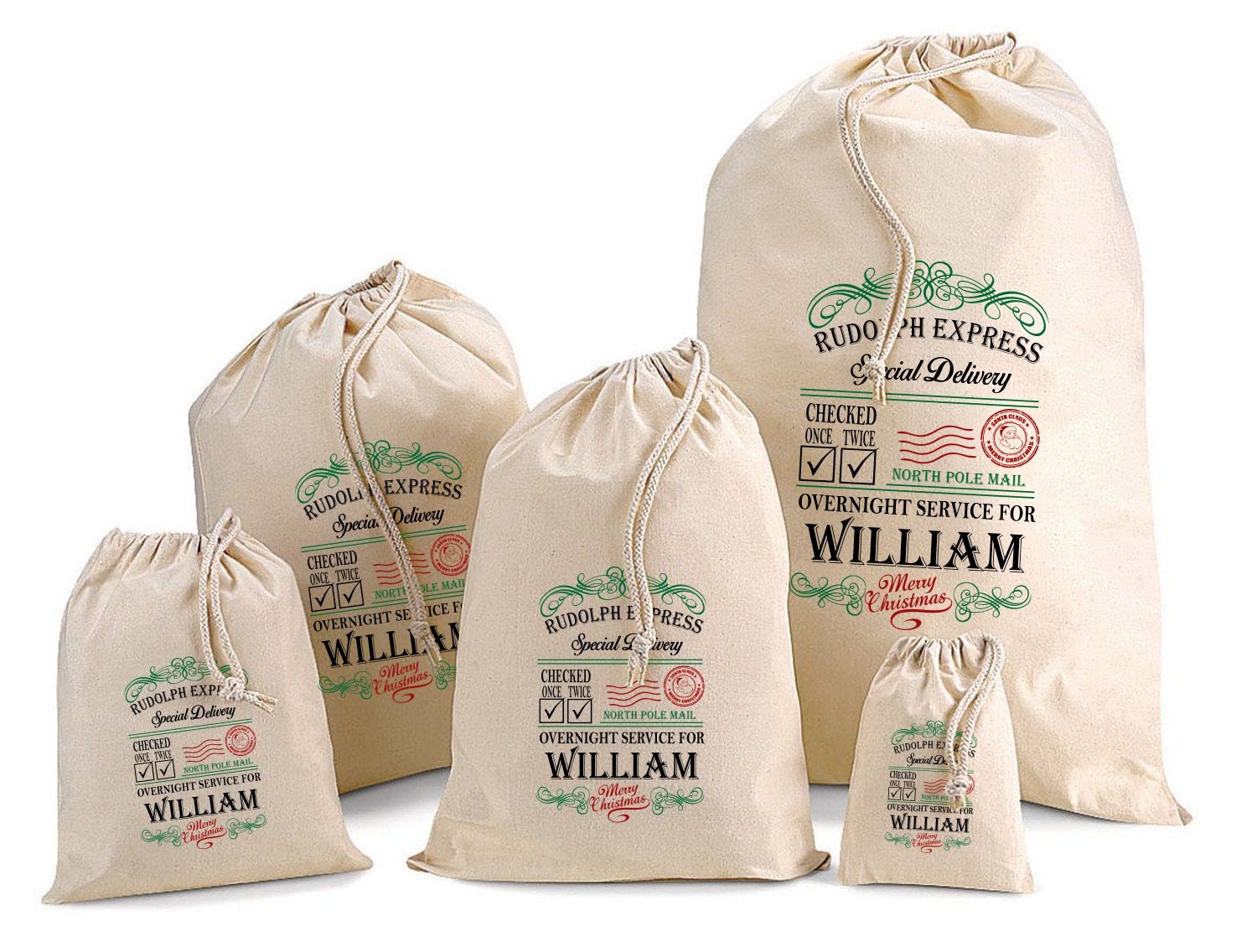Personalised Santa Sack & Gift Bags - William Design - Etsy
