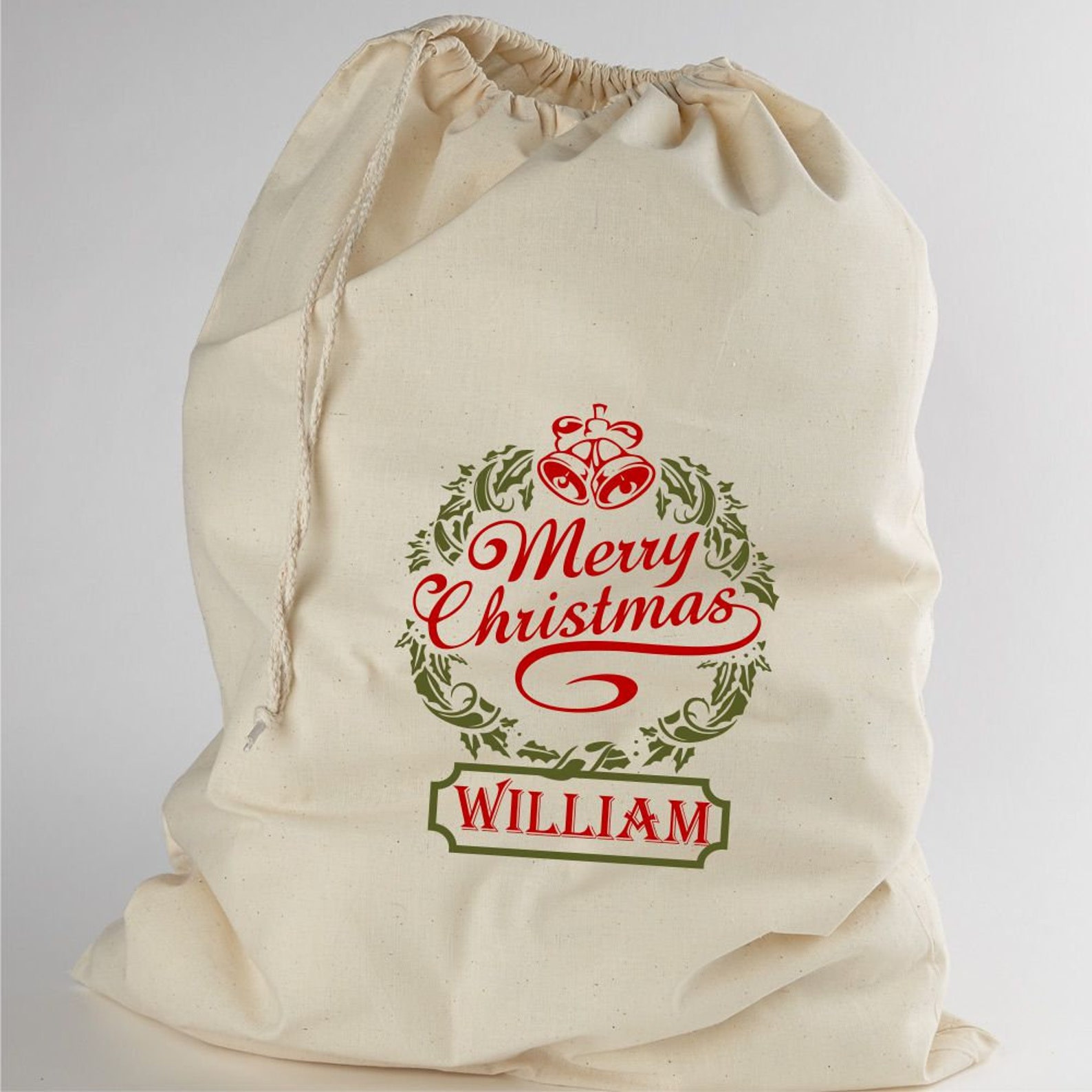 Personalised Christmas Wreath Gift Bags & Santa Sacks - Etsy