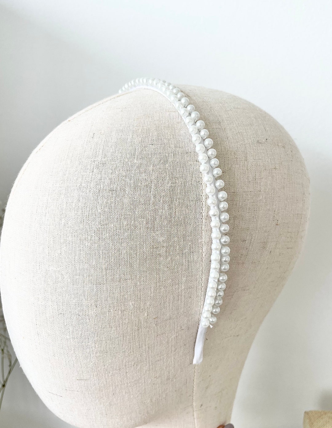 Elegant White Pearl Bead Headband | Minimal Bridal Hair Accessory - Etsy