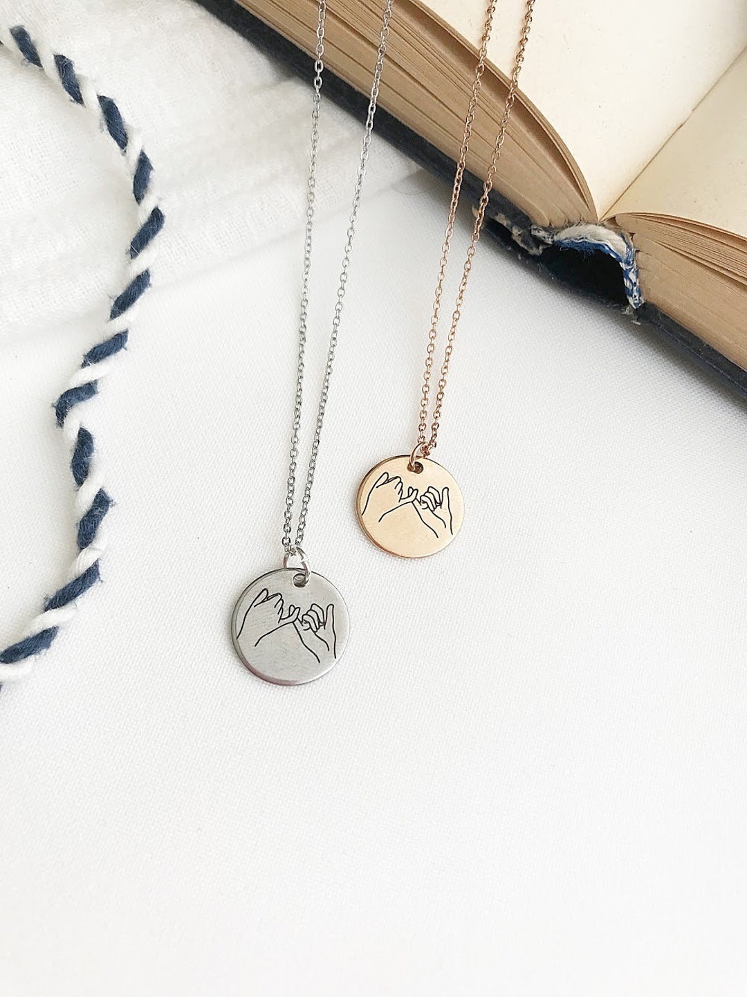 Pinky Swear Neklace, Pinky Promise Rose Gold Necklace, Friendship ...