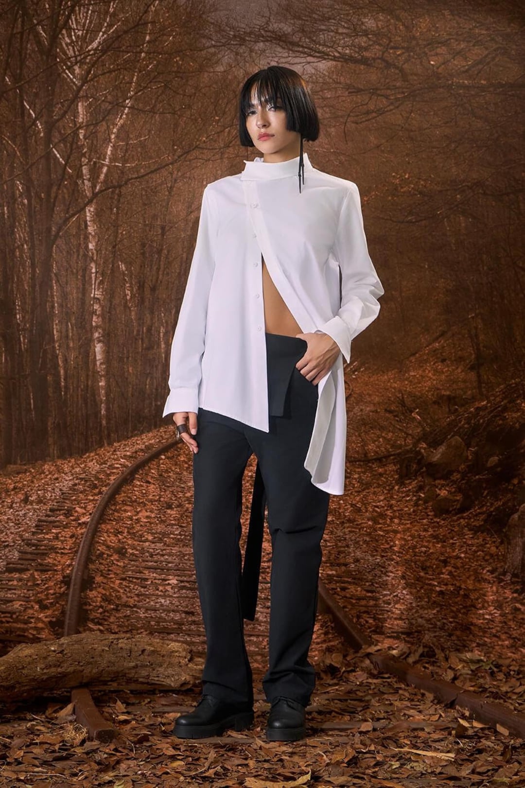 Musala Shirt With Diagonal Buttons - Etsy