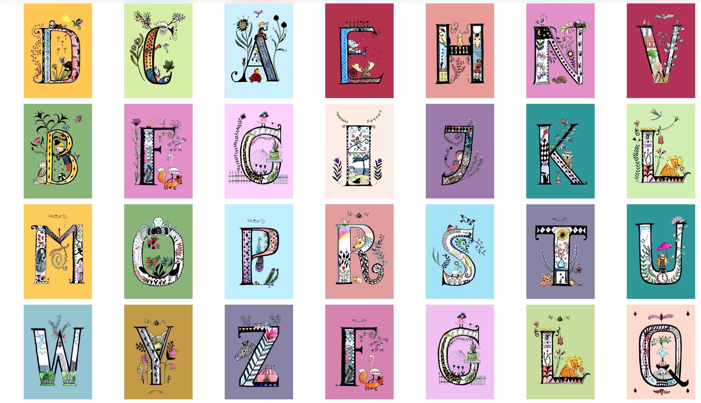 ABC Karten farbig dein Name als Postkarten du kannst selbst | Etsy