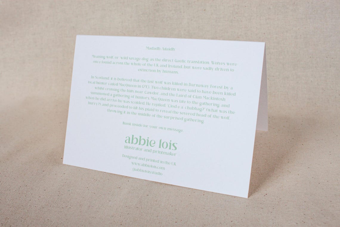 Wolf Illustrated A6 Greeting Card - Etsy