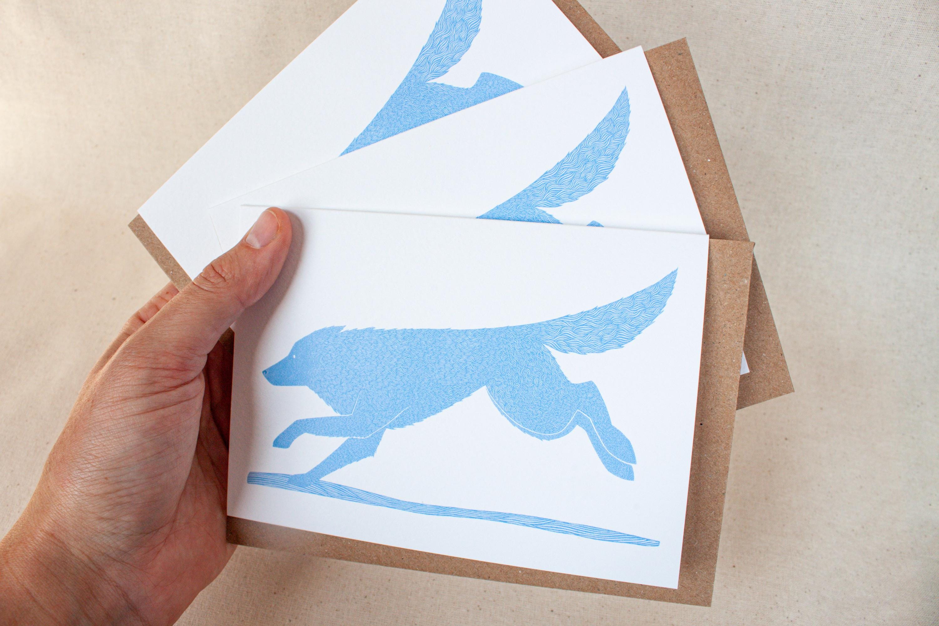 Wolf Illustrated A6 Greeting Card - Etsy
