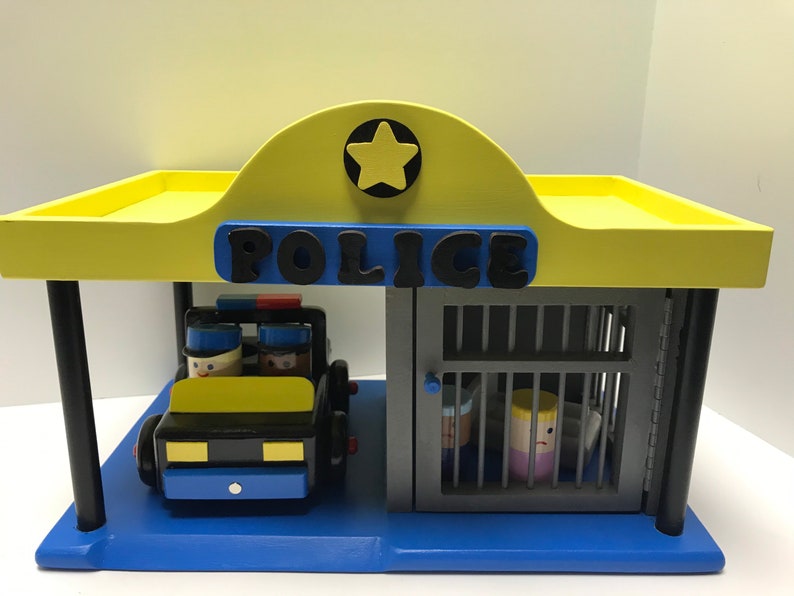 Wooden Toy Police Station Set, Car, Policemen, Jail - Etsy